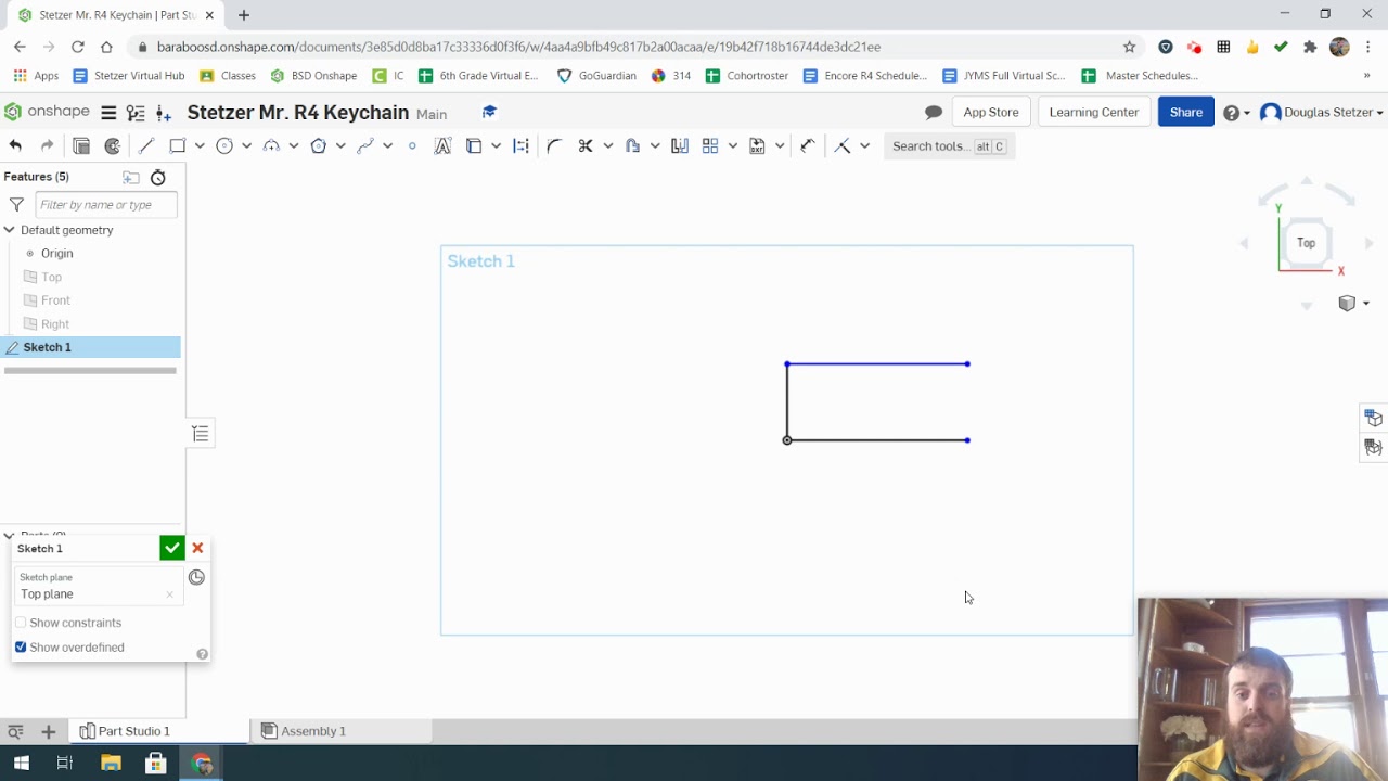 Onshape keychain Video 4 Drawing and dimensioning our base shape - YouTube
