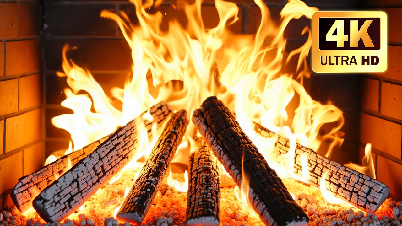 🔥 Peaceful Fireplace Ambience 🔥 4K Fire Burning with Gentle Crackling ...