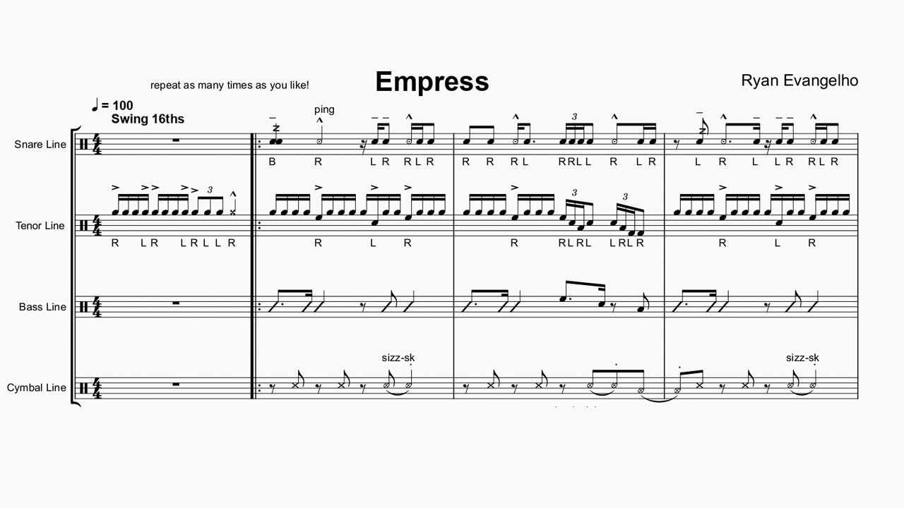 Short Groove Drumline Cadence "Empress" - YouTube