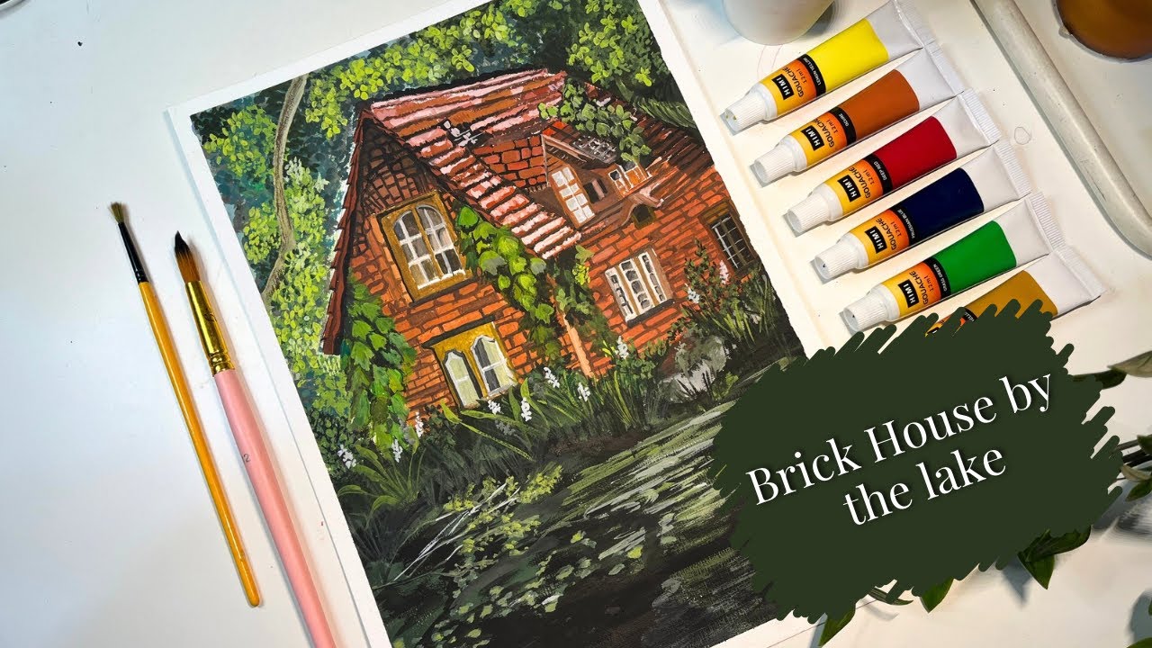 Forest House By The Lake Tutorial | STEP BY STEP GOUACHE TUTORIAL | My ...