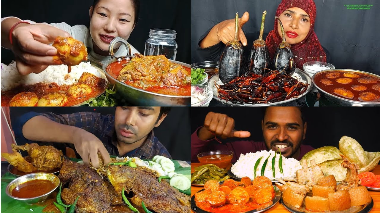 SPICY CHICKEN CURRY EATING COMPETITION,WHOLE CHICKEN CURRY,EGG CURRY ...