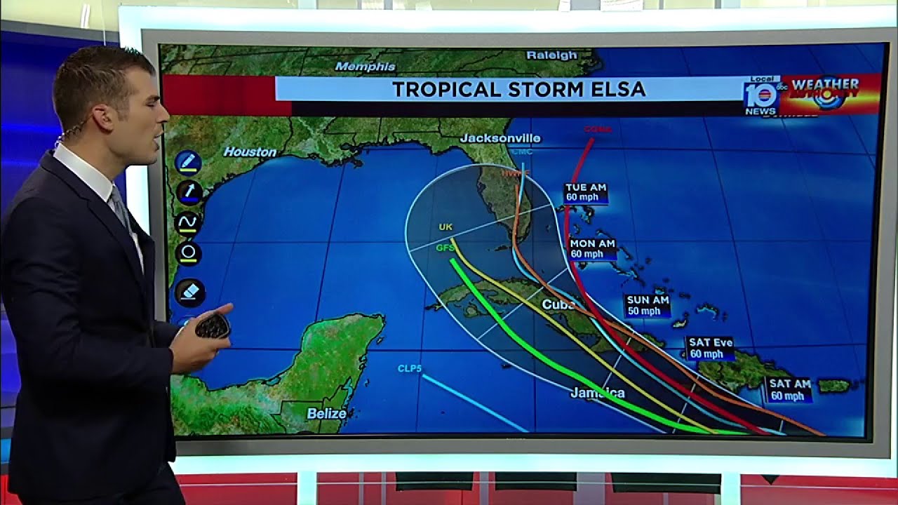 Tropical Storm Elsa: Thursday Noon forecast - YouTube