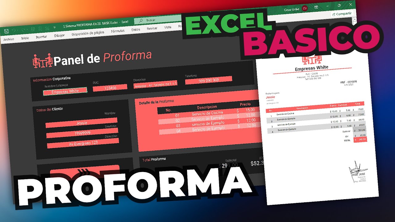 Construye un panel de Proforma con #Excel #Basico - YouTube