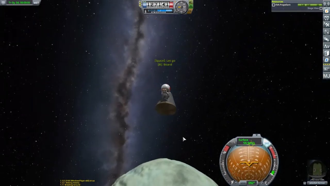 Jeb pushing a capsule from Minmus to Kerbin in KSP - YouTube