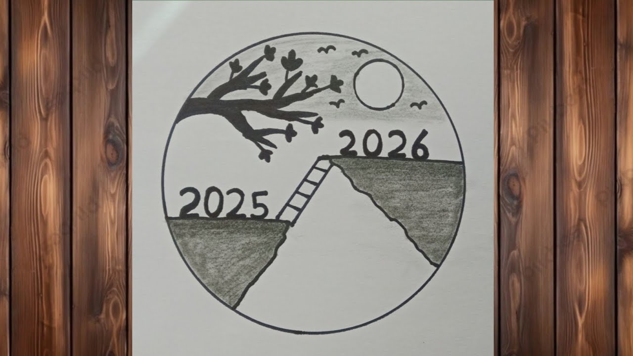 New Year 2026 Drawing /Happy New Year 2026 Drawing /Pencil Drawing easy ...
