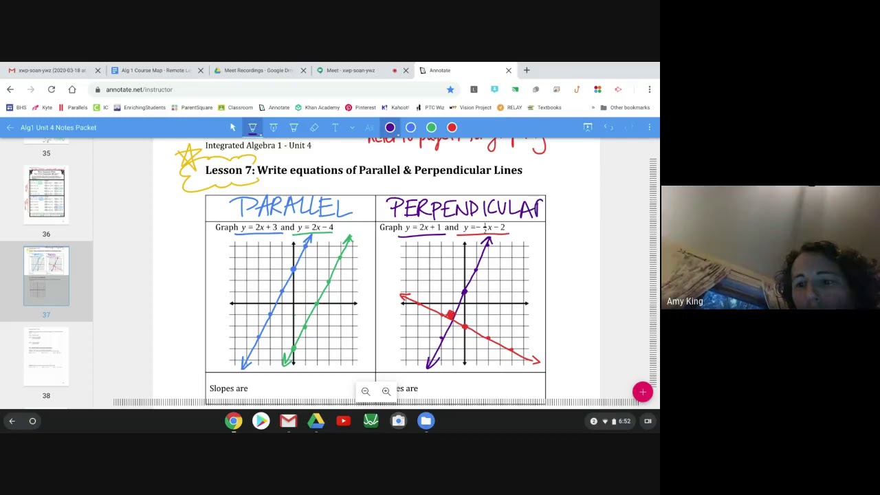 Algebra 1 Unit 4 Lesson 7 part 1 - Parallel & Perpendicular Lines - YouTube