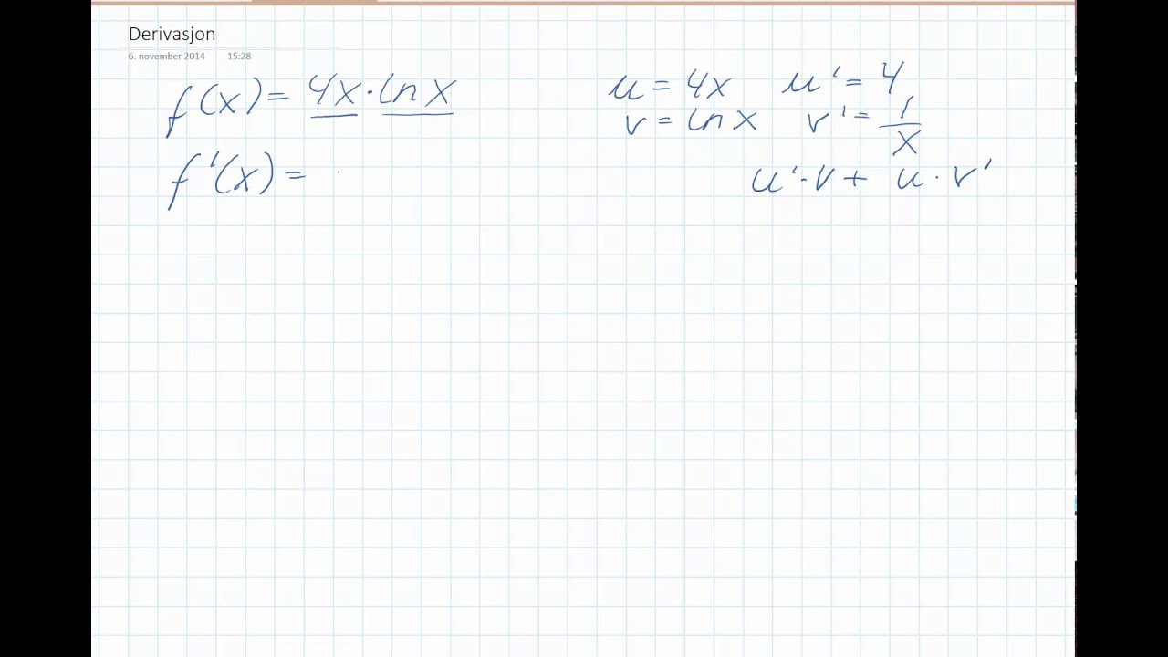 Derivasjon med produktregelen - YouTube