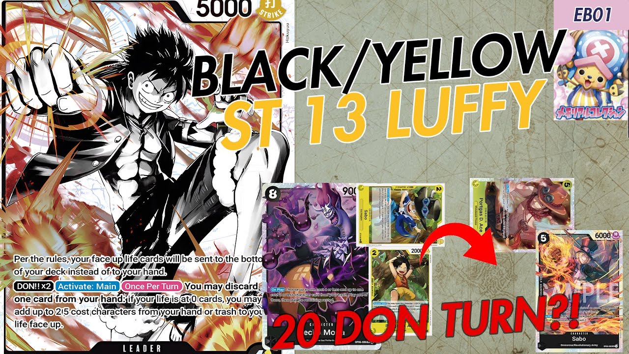 20 DON TURN!? 9000 POWER LEADER?! Black Yellow Luffy Deck Profile | One ...