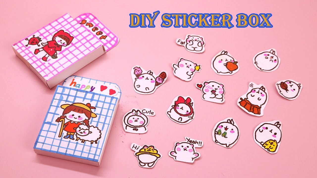 Diy sticker storage box / Cách làm HỘP ĐỰNG STICKER, WASHI TAPE / How ...