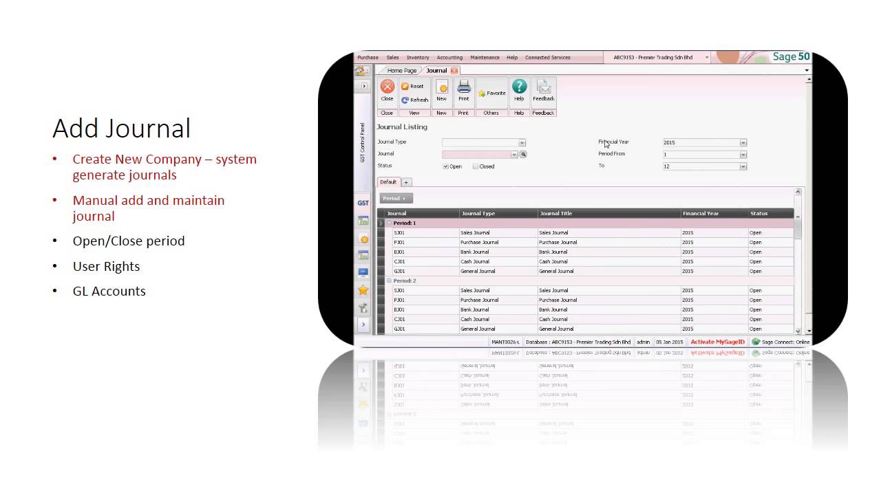 Sage 50 - Add Journals - YouTube