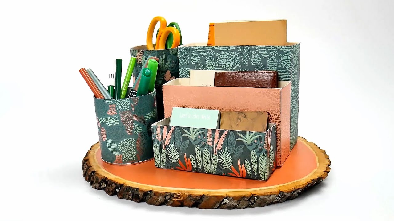 DIY Desk Organizer Out of Upcycled Food Packaging - YouTube