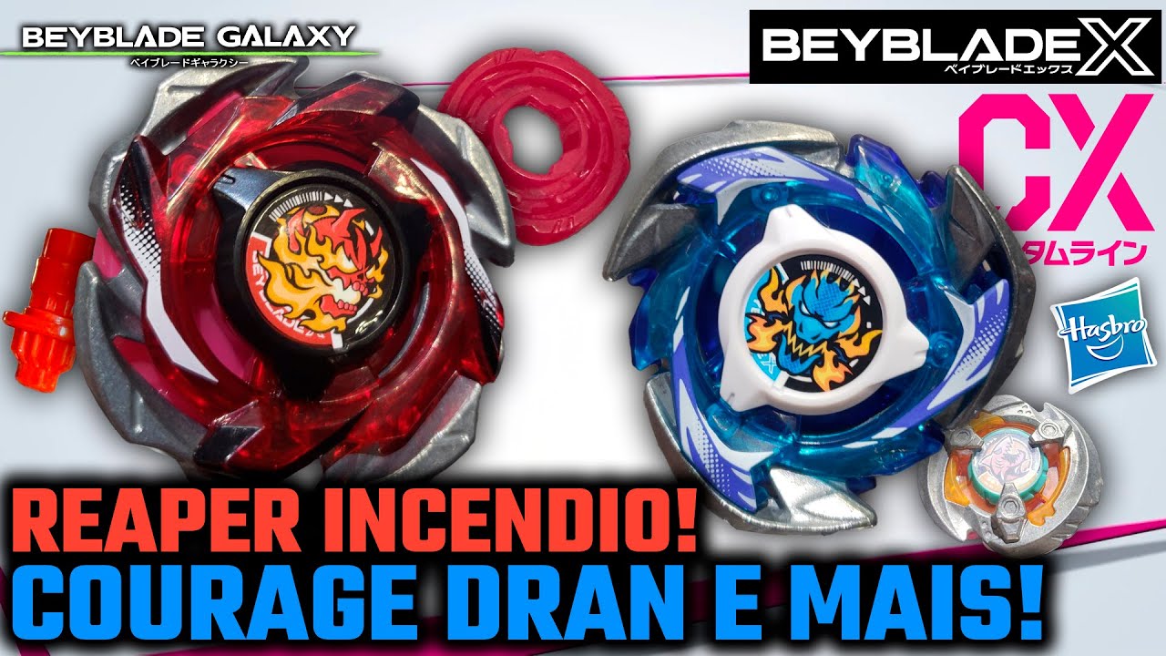 BEYBLADE X Da Hasbro REAPER INCENDIO Em Detalhes COURAGE DRAN E