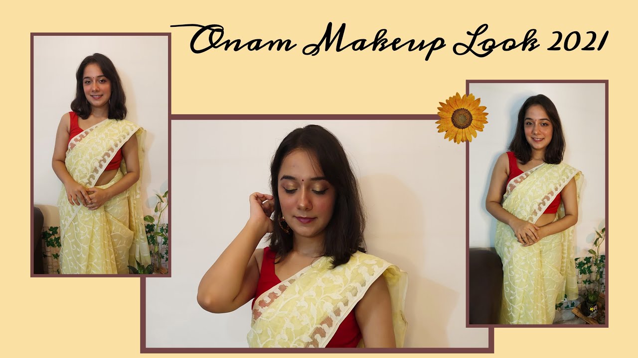 Onam 2021 Makeup Look || Golden Simple Glam Makeup || Meghna Chatterjee ...