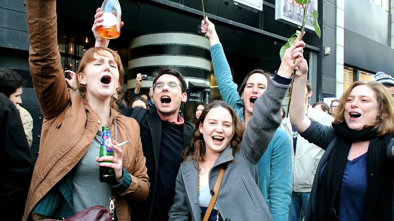 Paris, France, Crowd Celebrating Results of the French Presidential ...