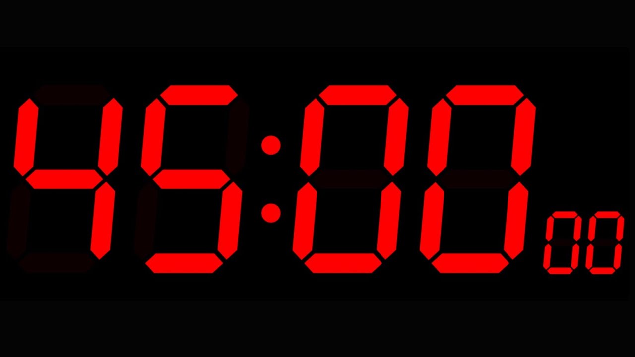 45 Minute Countdown Timer ( Big Digit Red Color, Black Background ...
