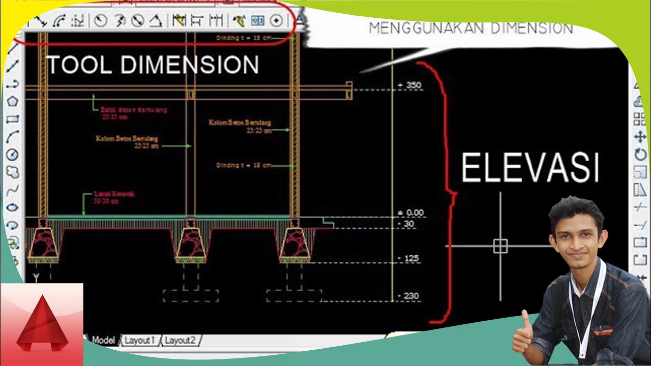 Autocad - Trik Cerdas Membuat Elevasi menggunakan Dimension - YouTube