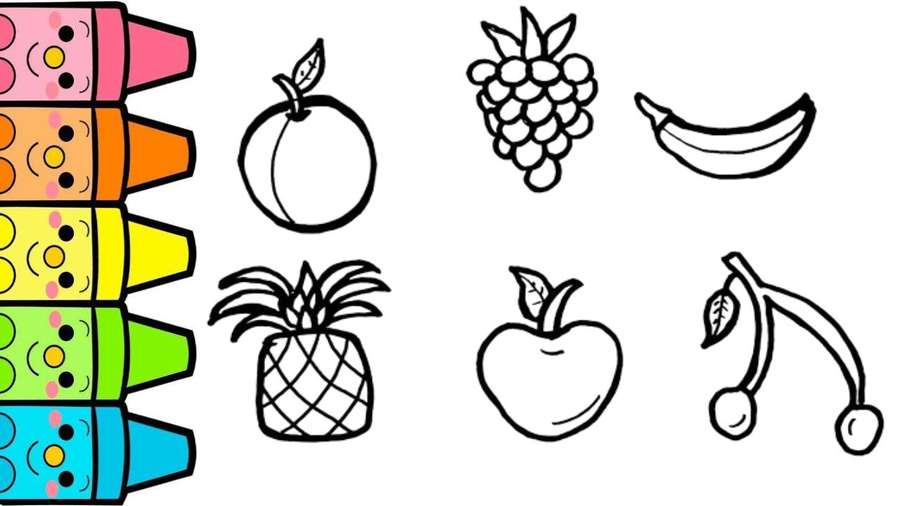 How to draw cute Fruits🍎🍍🍉 Easy Drawing and coloring cute Fruits for ...