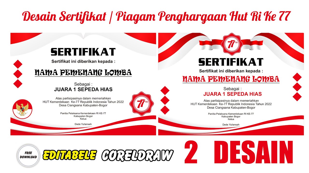 Download Cara Desain Sertifikat Piagam Hut Ri Ke 77 Di Coreldraw Watch Porn Sex Picture