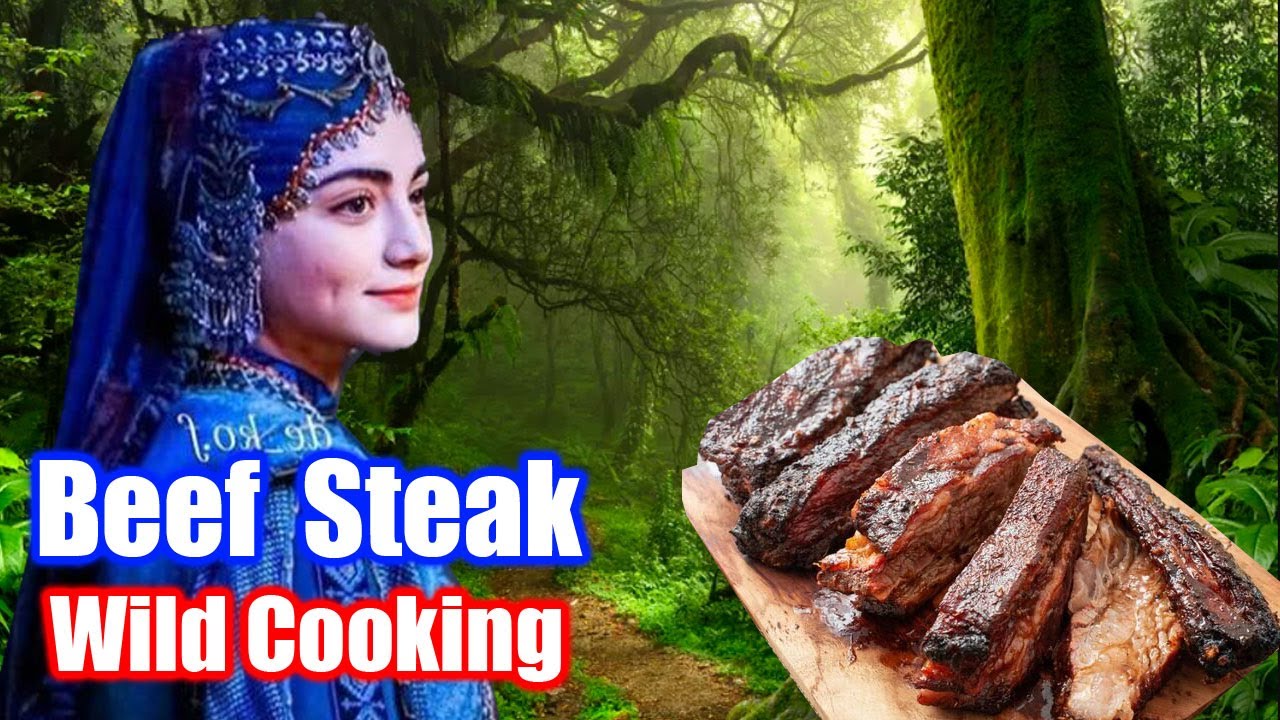 Wild beef steak in the jungle | Cooking in nature | Wild cooking - YouTube