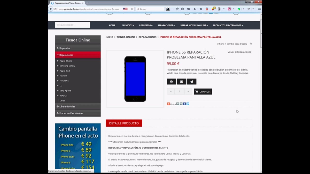 Como reparar problema pantalla azul iPhone 5S - YouTube