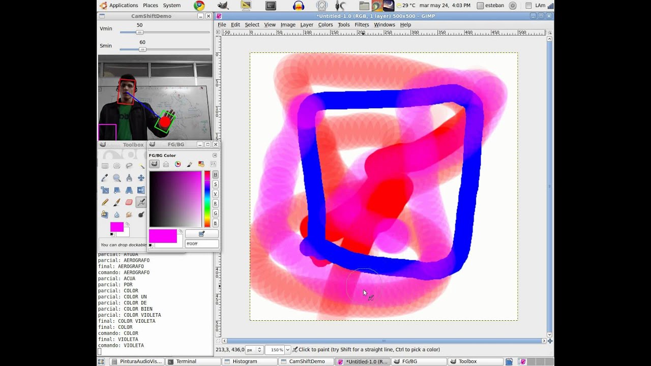 Pintura AudioVisual - CMU PocketSphinx y OpenCV - YouTube