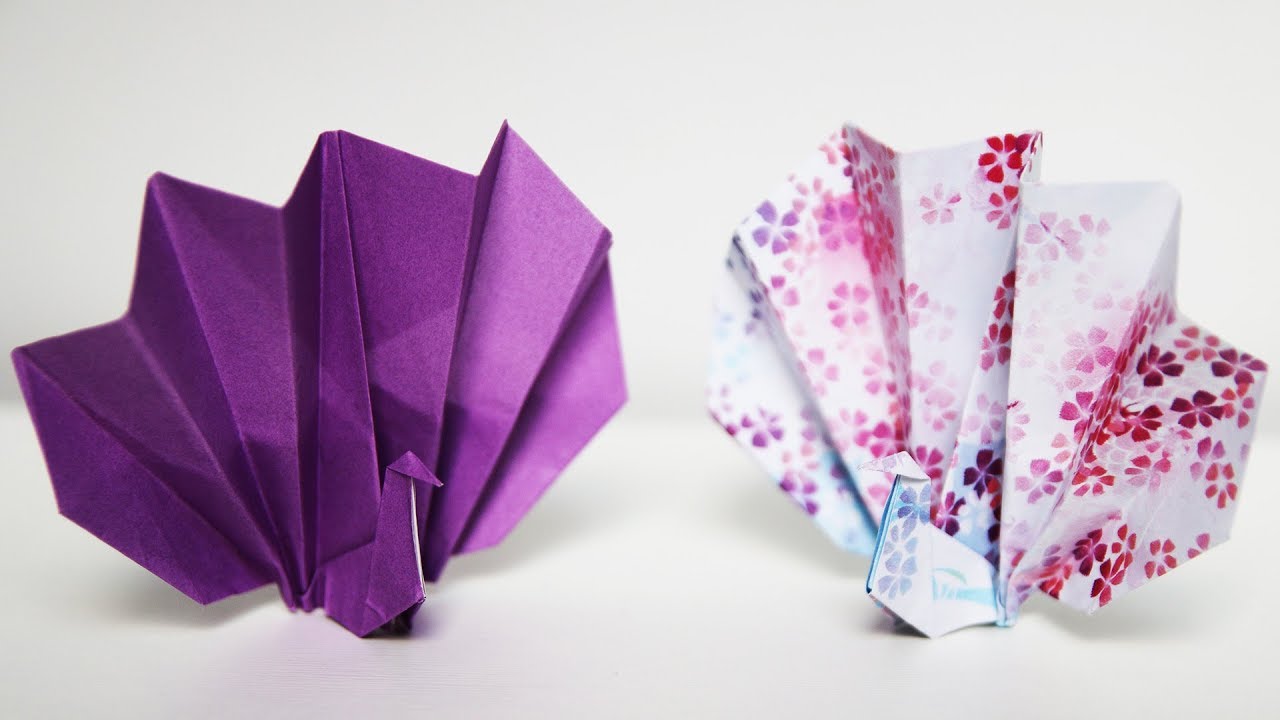 🦚 Origami Peacock 🦚 How to fold a Peacock • Con công (Keiji Kitamura ...