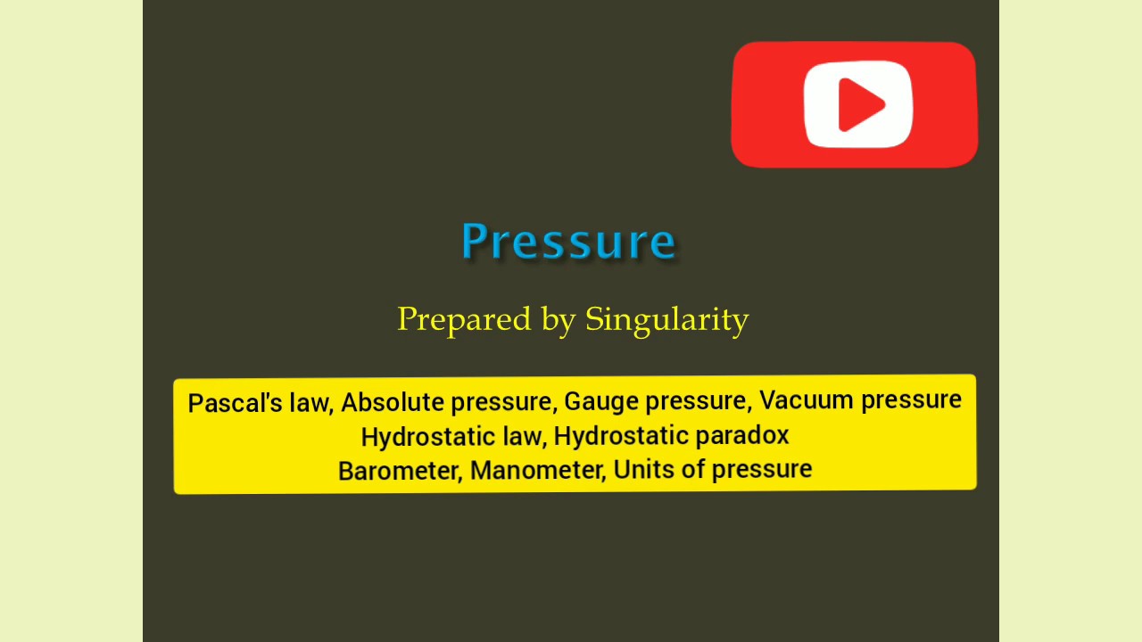 Fluid statics - Pressure, Pascals law, Hydrostatic law, Manometer - YouTube