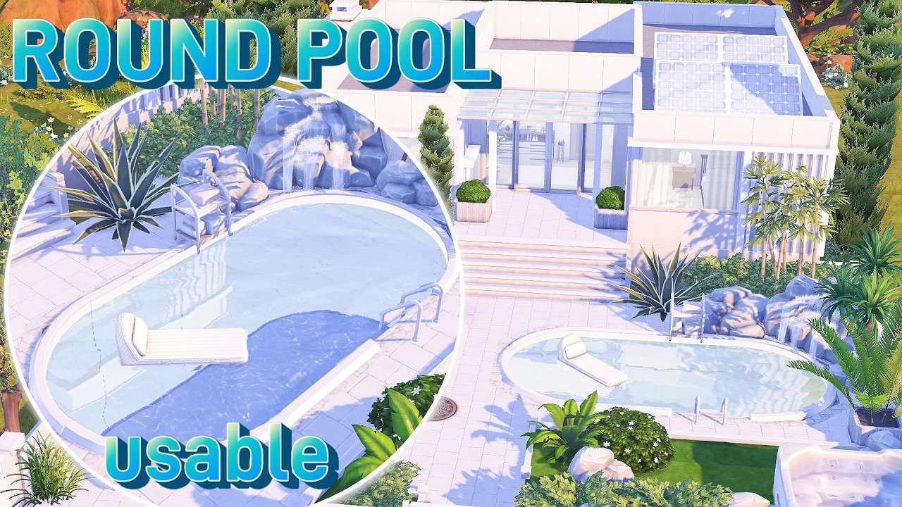 Modern Bungalow with ROUND POOL 😎 The Sims 4 / Speed Build - no CC ...