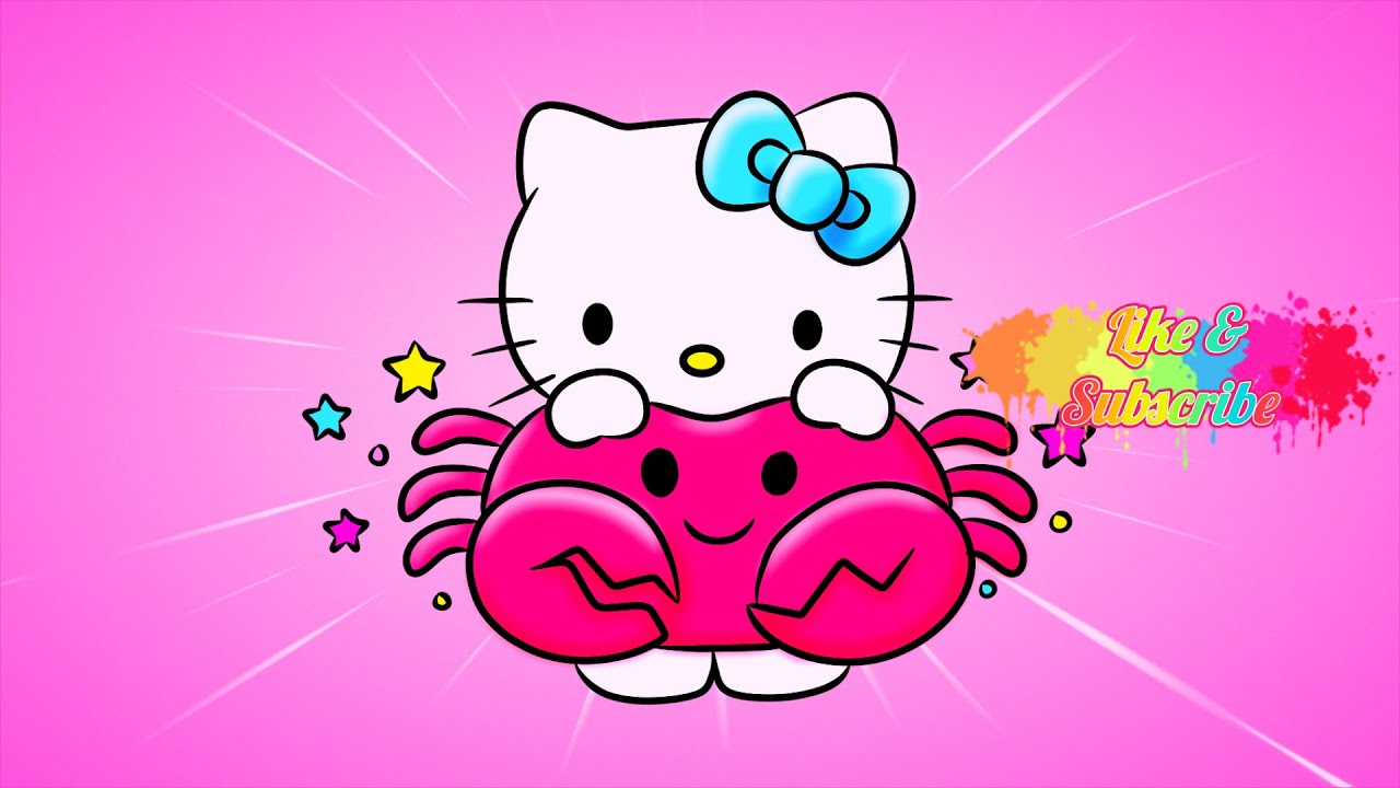 How to Color Hello Kitty Crab coloring video @drawtube28 - YouTube
