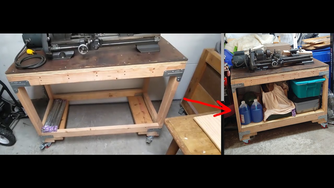 Lathe mobile cart shelf - YouTube