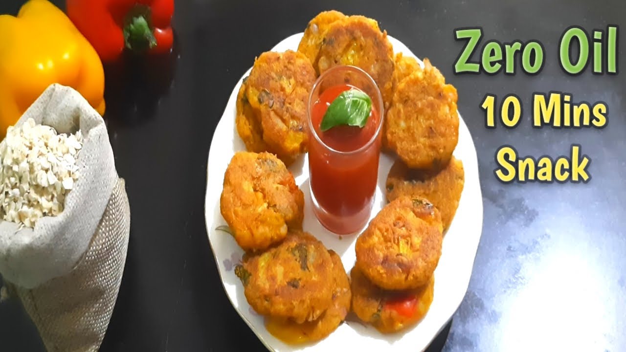 Zero-Oil Weight loss Vada | Instant 10 Minutes Snack | Oats Capsicum ...