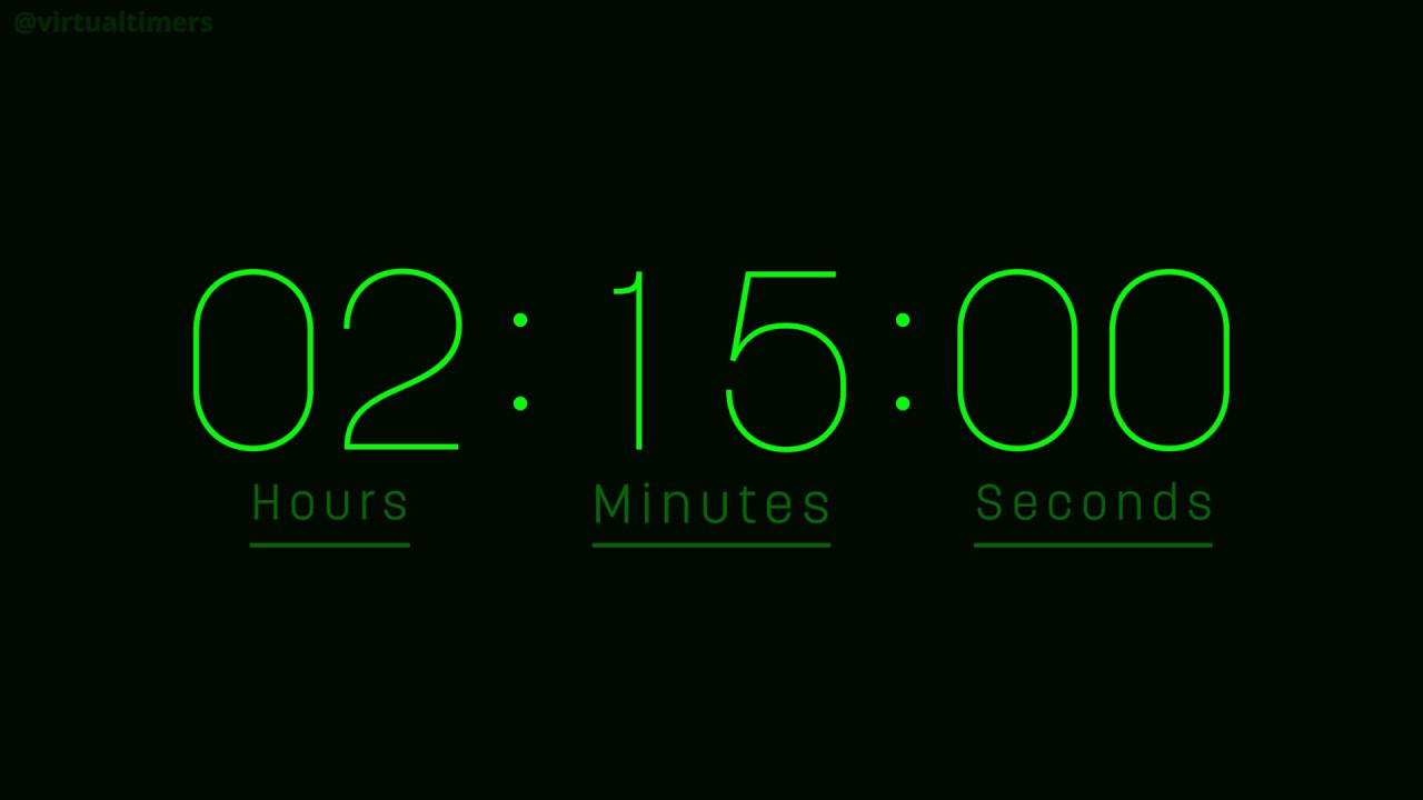 2 Hours and 15 Minutes Countdown Timer with Alarm & Time Markers ...