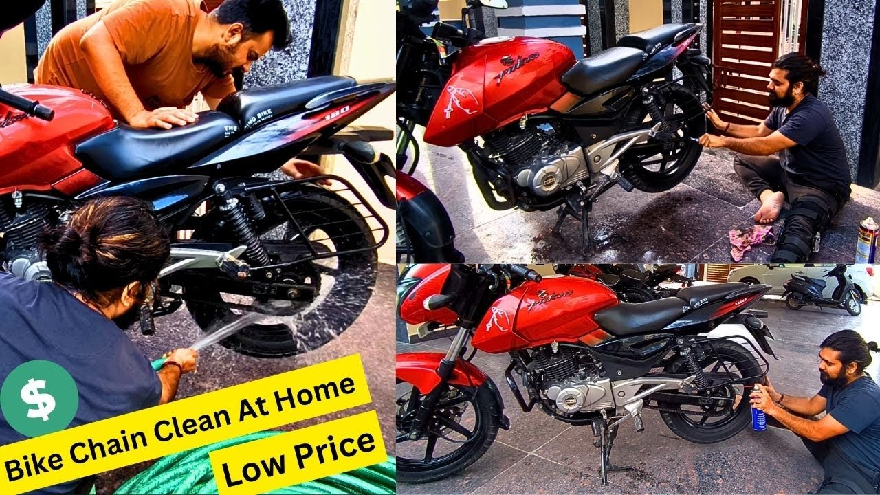 How To Clean And Lube Motorcycle Chain | Pulsar Chain Clean With WD40 ...