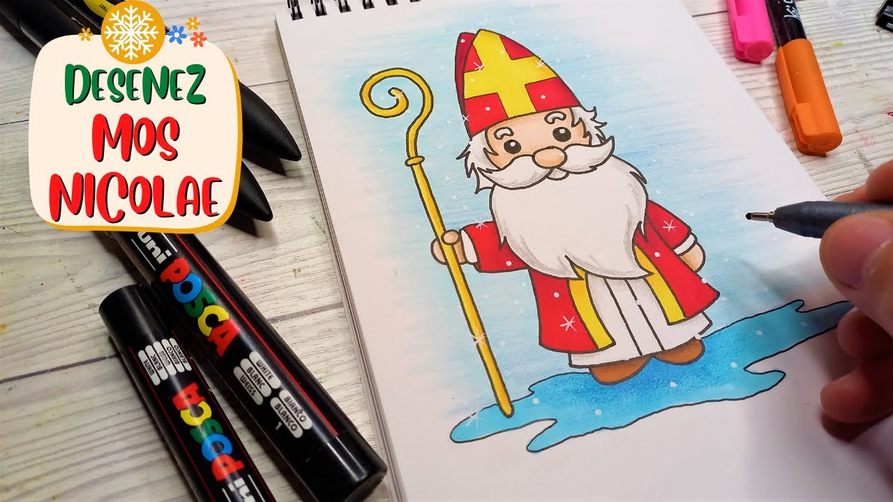 Deseneaza Usor pe MOS NICOLAE - Pas cu Pas pentru Incepatori🎅Desenez ...