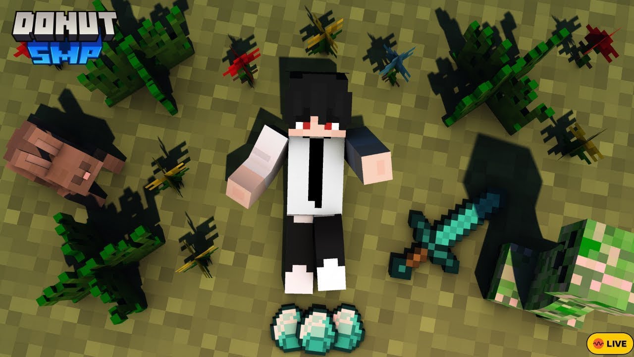 Donut SMP Live| Making the biggest Sugar-Cane farm on donut smp. # ...