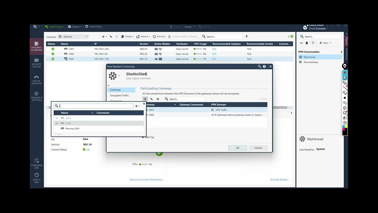How to configure a Check Point Firewall VPN with Internally Managed Security Gateways - YouTube