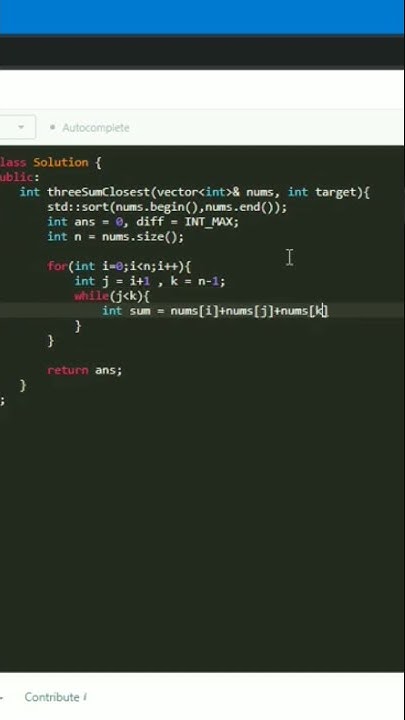 Leetcode Daily 16 3sum Closest Coding Shorts C Viralshorts Programming Cpp Youtube 3806