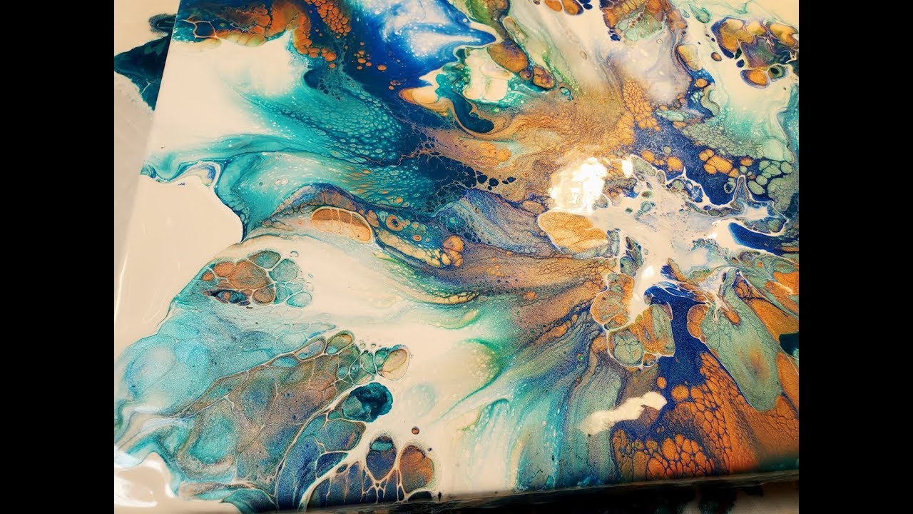 (169) Acrylic Pouring: Easy Blown Ribbon & Puddle Pour with Turquoise ...