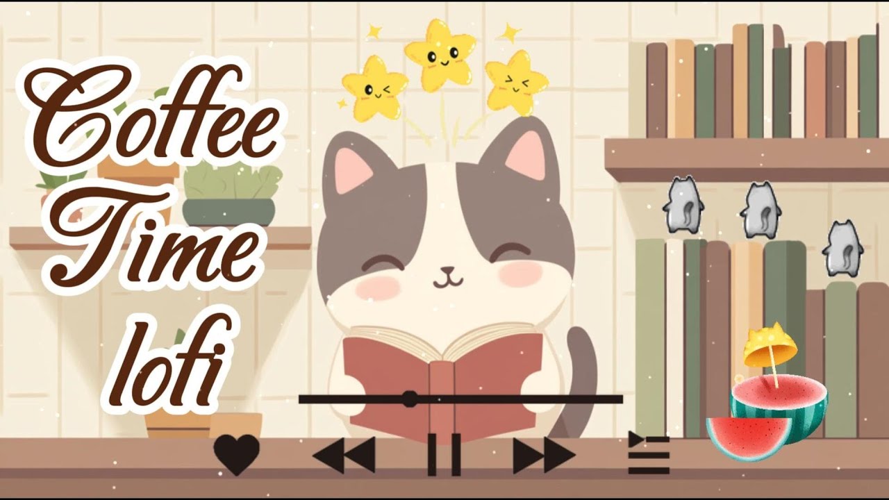 Reading Cat 📚😺 1 Hour Cafe Song 🌺 Stream cafe 😺cute & relaxing music 📖 ...