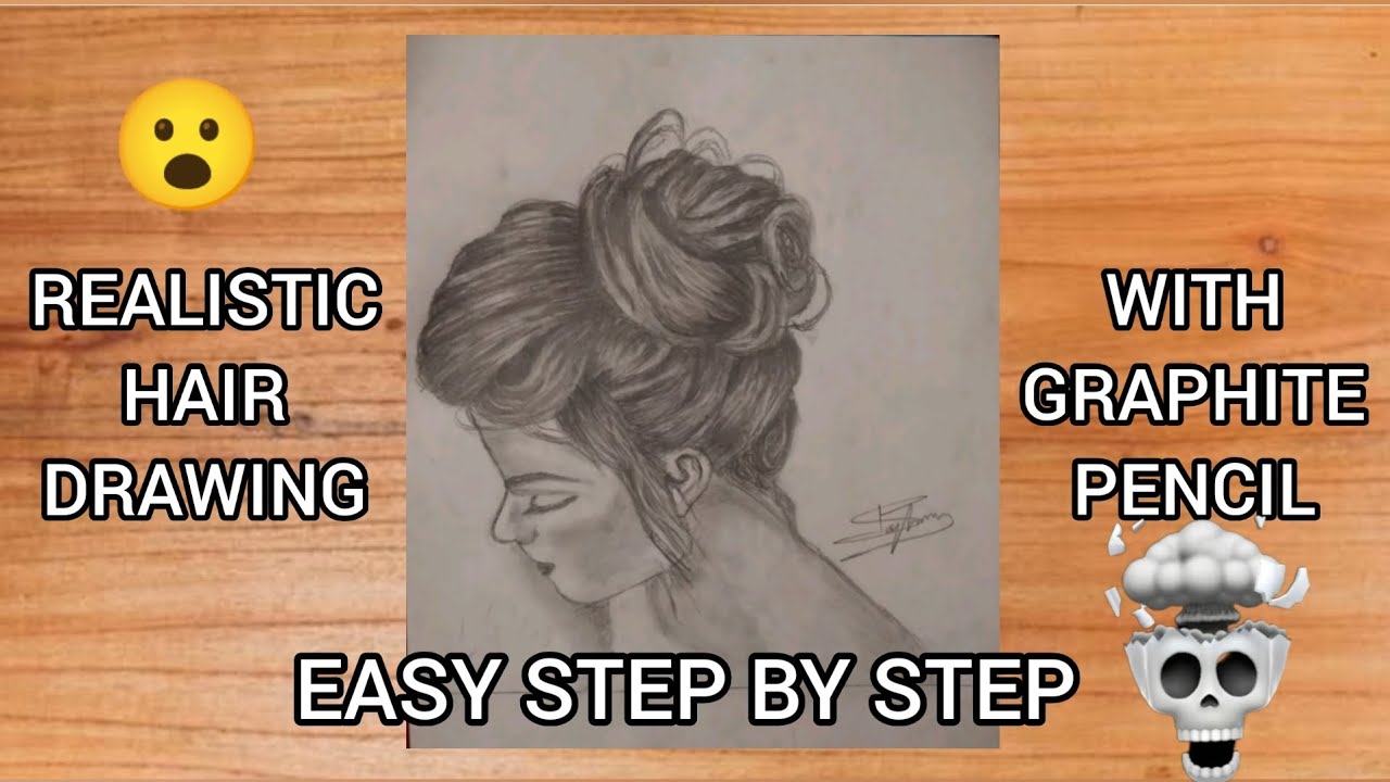 HOW TO DRAW REALISTIC HAIR 😍 WITH GRAPHITE PENCIL 😯EASY STEP BY STEP🔥 ...
