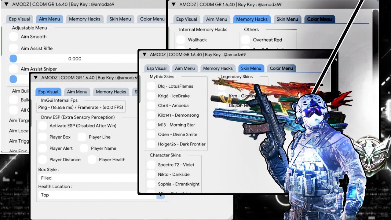 CODM GARENA FREE 1.6.40 VIP CHEAT || MOD MENU LATEST VERSION || NO ...