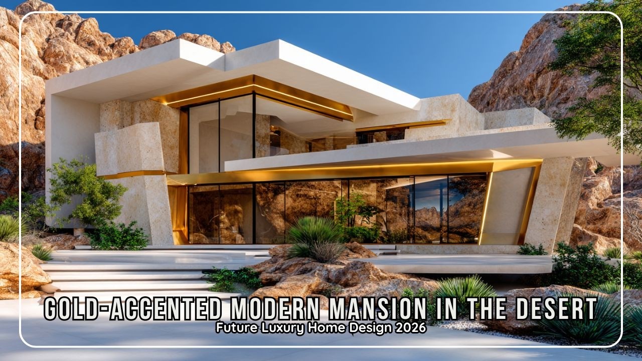 Gold-Accented Modern Mansion in the Desert | Future Luxury Home Design ...