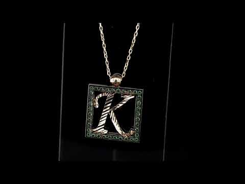 K Harfi Yeşil Taşlı Altın Kolye TSR13