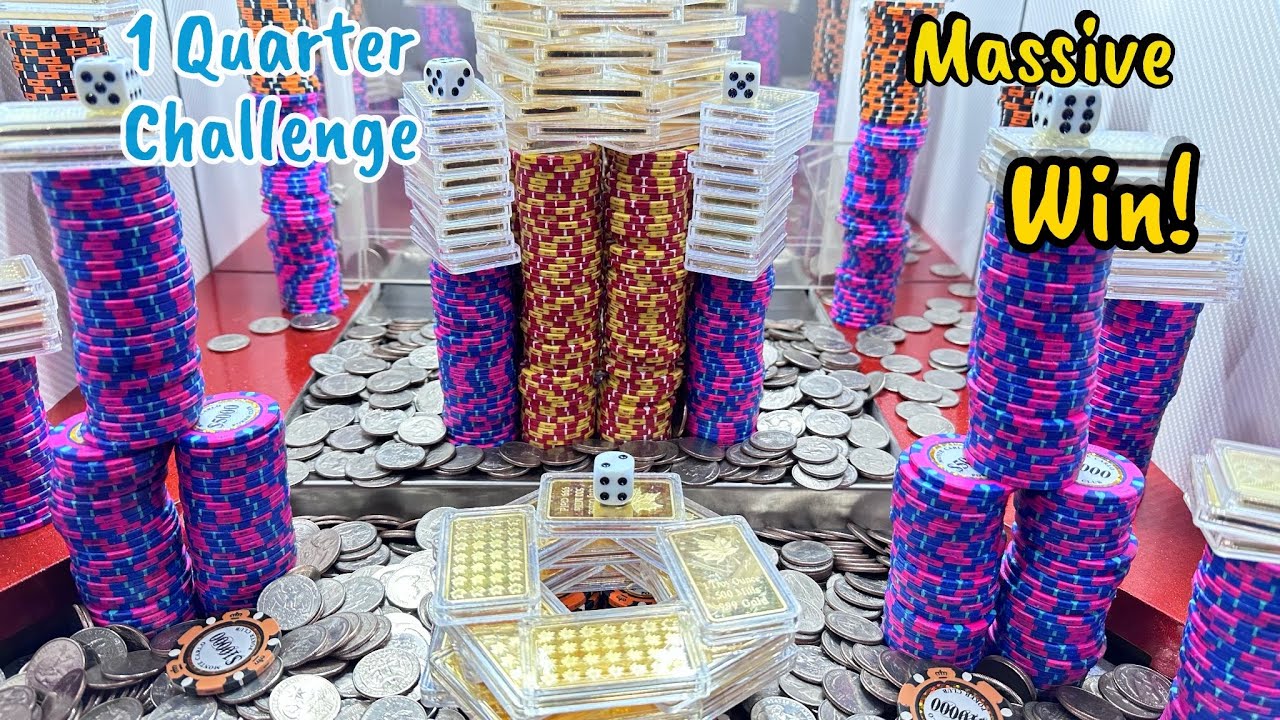 1 Quarter challenge high limit coin pusher - YouTube