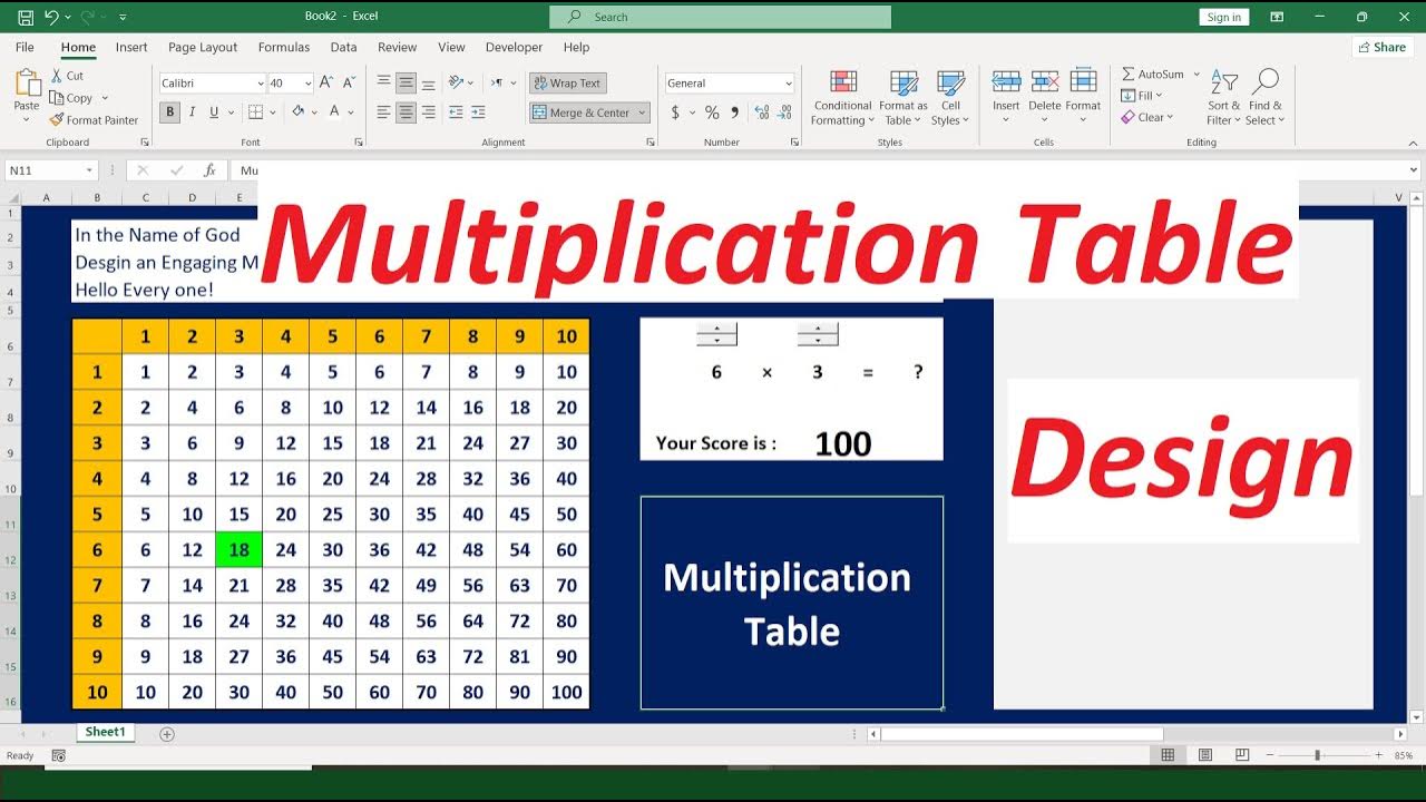 Multiplication Table Design in the Excel Spreadsheet : #multiplication ...