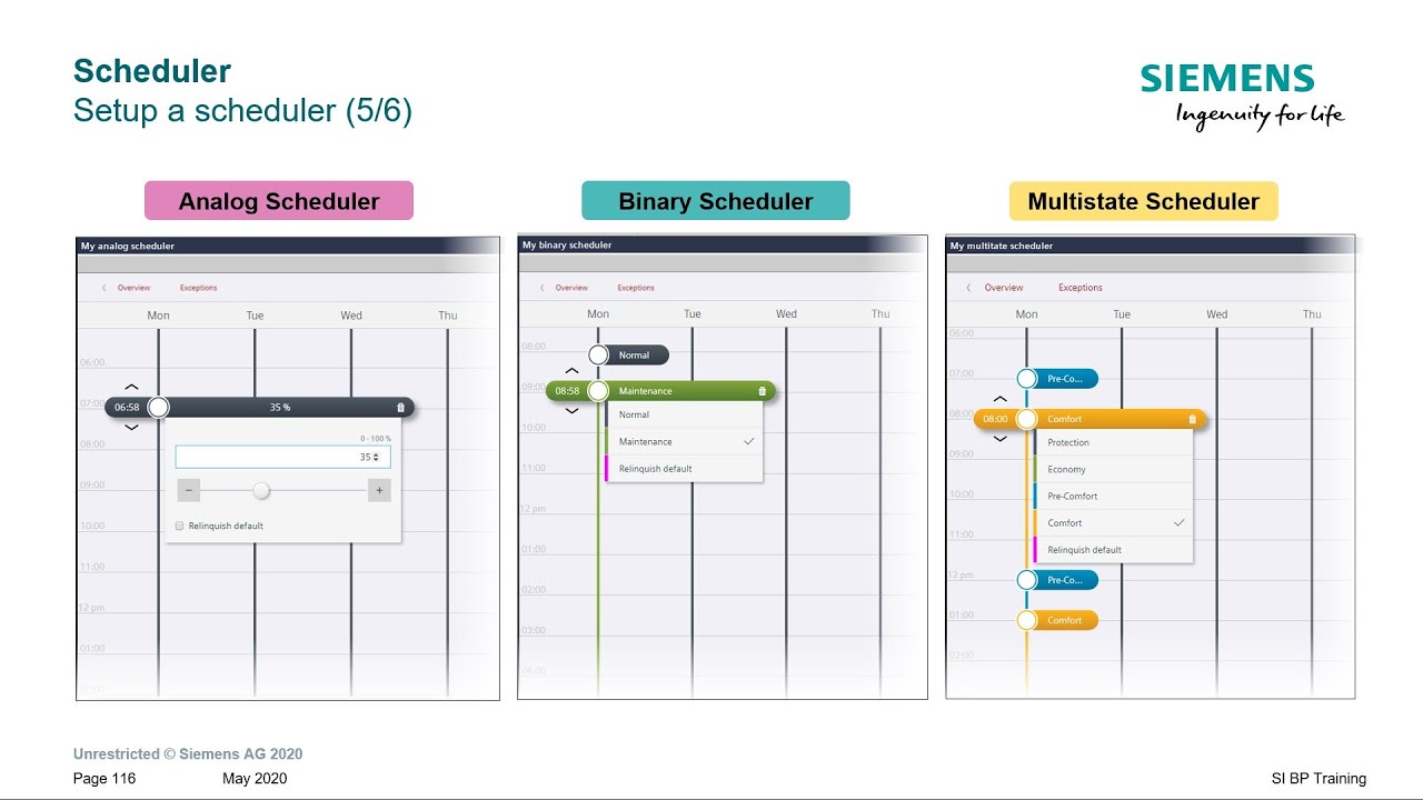 Desigo PXC4 and PXC5 Engineering and Commissioning – 20. Scheduler and ...