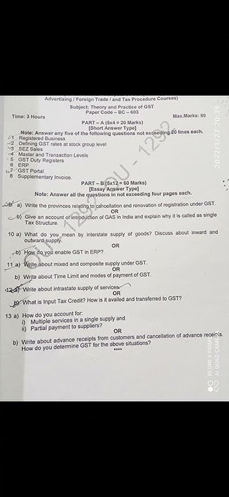 theory and practices of GST question paper b.com - YouTube