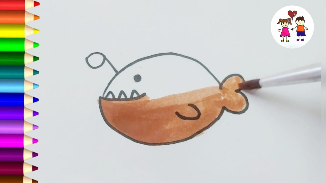 How to draw anglerfish. Simple art for kids. - YouTube