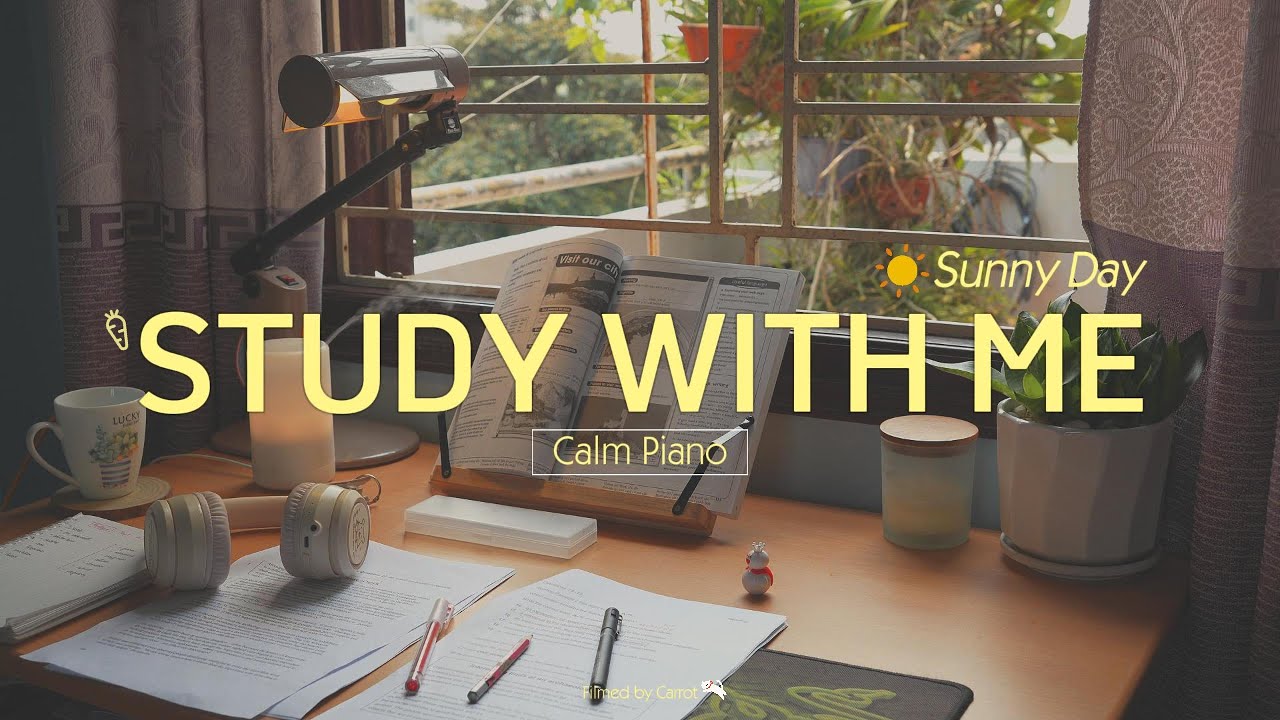 2-HOUR STUDY WITH ME | Calm Piano🎹, Background noise | Pomodoro 50/10 ...