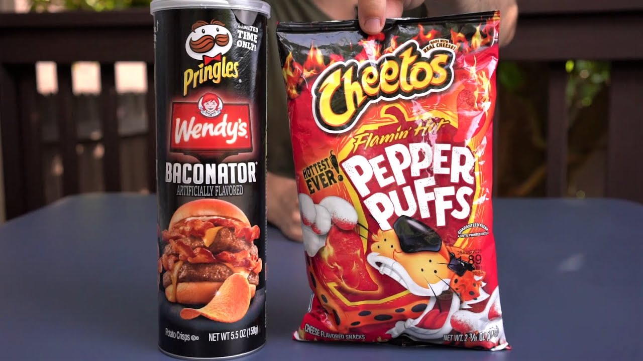 Wendy's Baconator Pringles vs. Flamin' Hot Cheetos Pepper Puffs (CTC ...